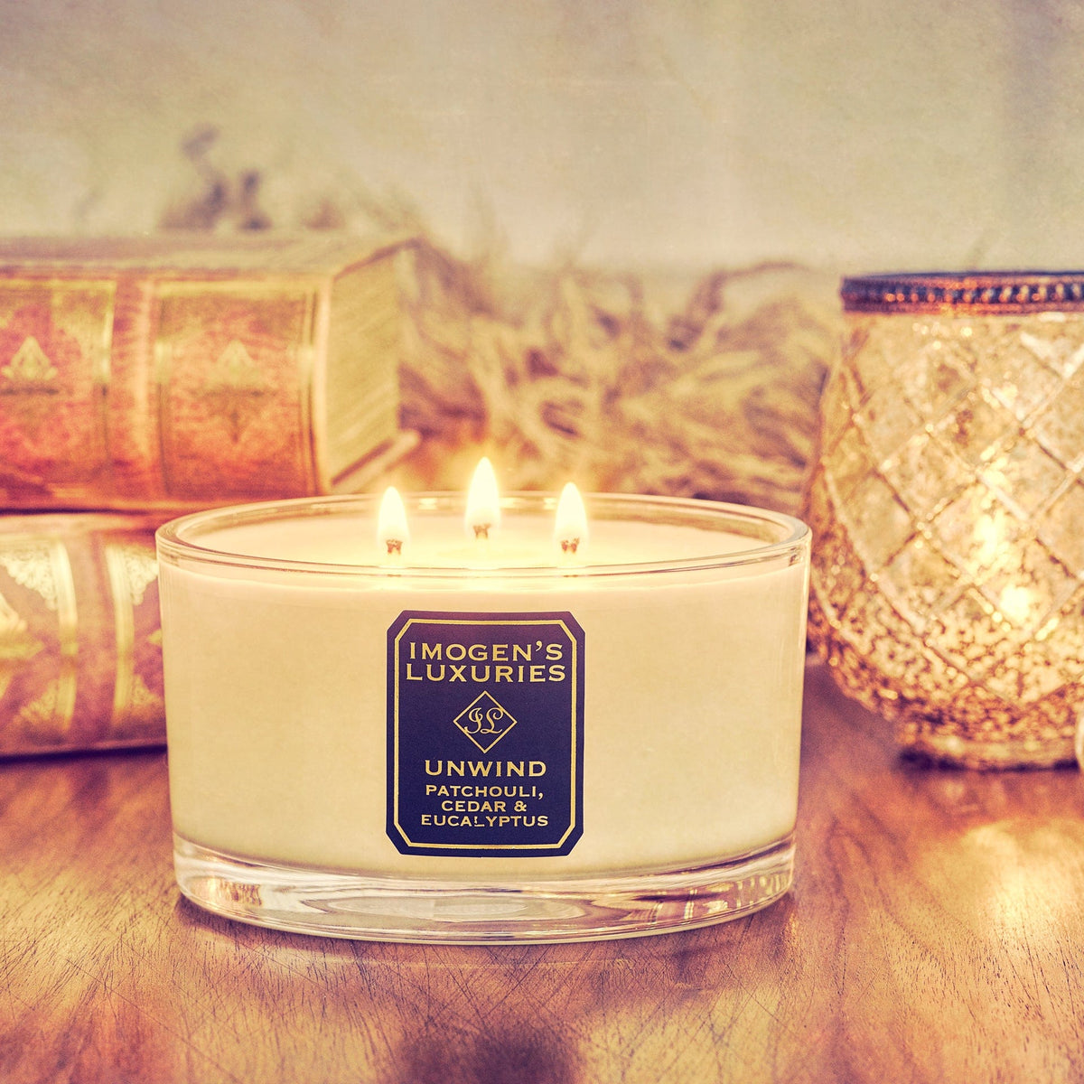Unwind 3 Wick Candle: Fragranced with Essential Oils- Imogen's Luxuries